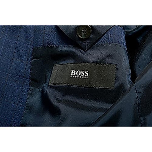 Hugo Boss Men's Huge6 Blue Slim Fit 100% Wool Plaid Blazer US 40L IT 50L