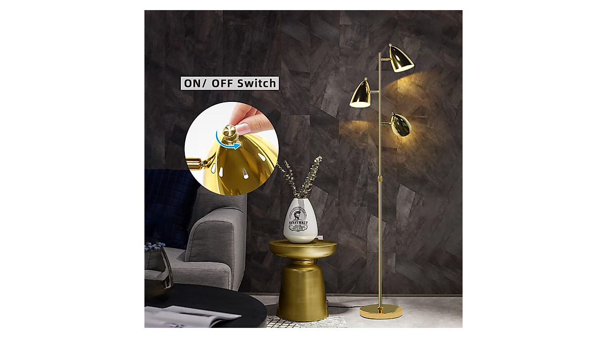 Stylish 3-Light Industrial Floor Lamp for Living Room