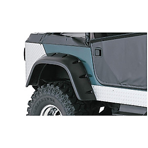 Bushwacker Jeep Cutout Pocket/Rivet Style Rear Fender Flares | 2-Piece Set, Black, Textured Finish | 10060-07 | Fits 1956-1986 Jeep CJ5, CJ5A, CJ6, CJ6A, CJ7, Willys