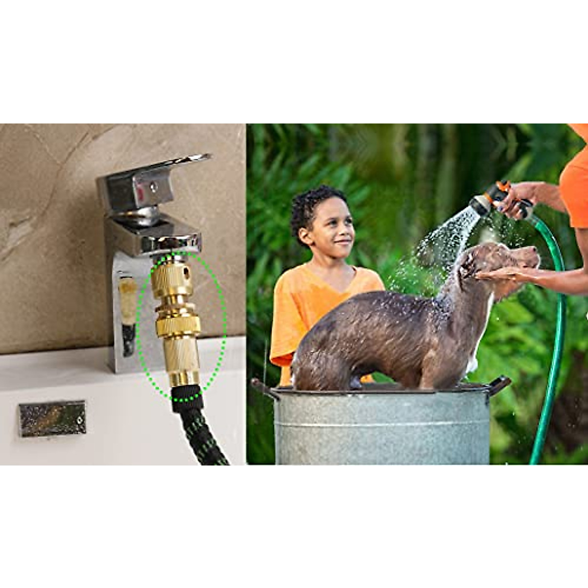 WHK Kitchen Quick Connect Faucet Adapter,Portable Washer Adapter Bathroom Sink Faucet Snap Adapter to Garden Hose 15/16 In.-27M or 55/64 In.-27F x3/4 inch GHT Female for Washer, Indoor Sink（2packs)