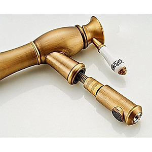 SJQKA-Antique basin faucet, bathroom all copper pull faucet, hot and cold retro faucet, telescopic table, basin faucet