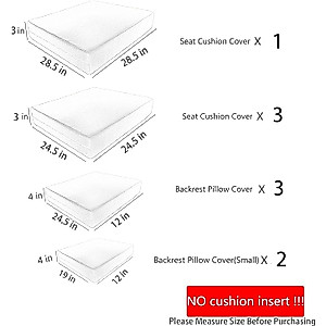 SUSIE'S GARDEN 9p Patio Cushion Covers Outdoor Patio Cushions Covers Replacement Waterproof with Zipper for 7 Pcs Patio Furniture Set, Slipcovers for Outdoor Cushions Covers Gravel Gray, Covers Only