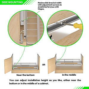 WEJIPP Pull Out Cabinet Drawer Organizer, Expandable & Adjustable Slide Out Kitchen Storage Shelves,Heavy Duty Rack,Under Sink Divider,Space Saving,Stainless Steel