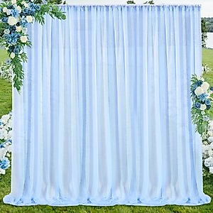 Baby Blue Backdrop Curtain for Parties Baby Blue Chiffon Sheer Fabric Drape Wedding Arch Backdrop for Birthday Party Photo Baby Shower 10ft x 7ft
