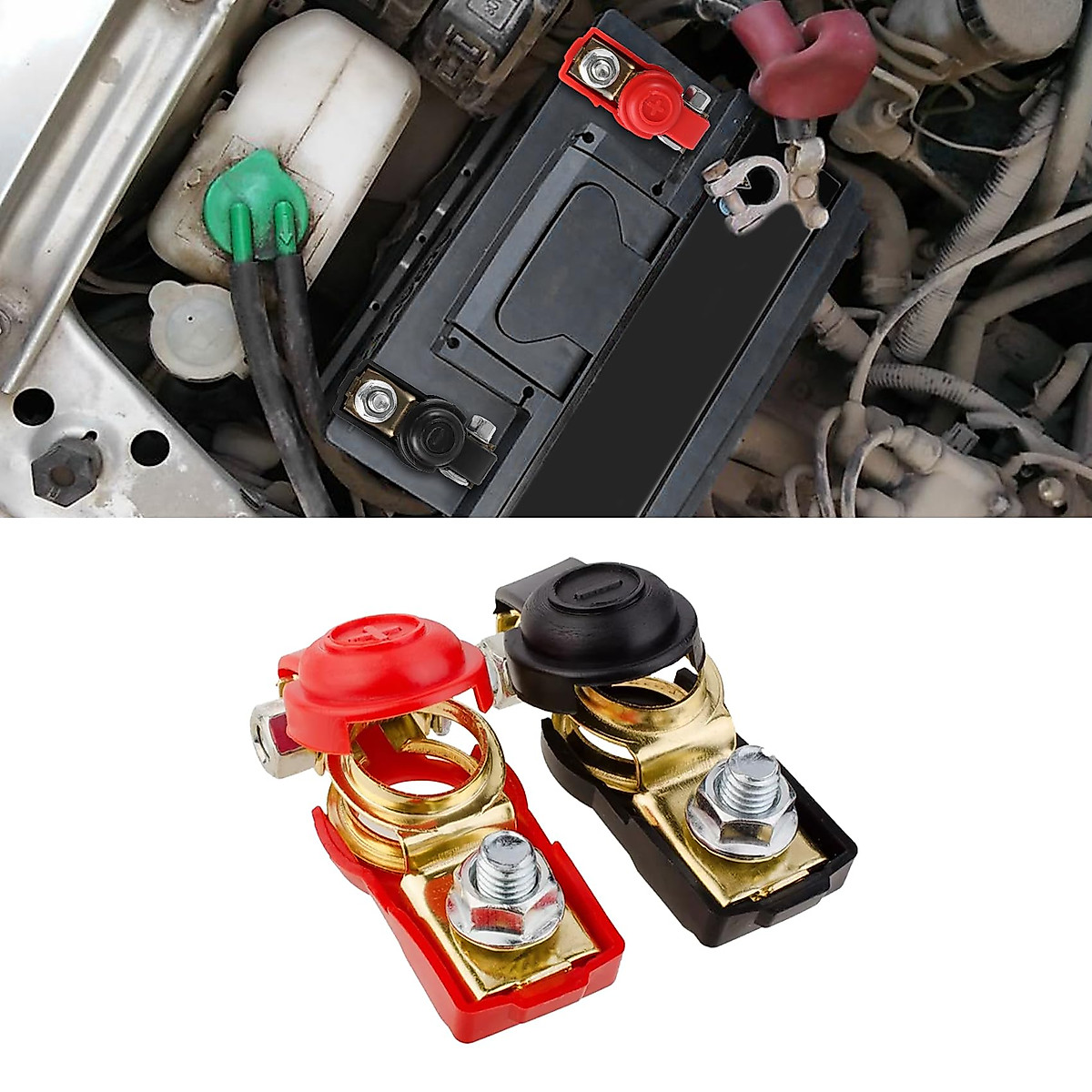 Zufoty 2PCS Battery Terminal, Battery Connectors Terminal, Negative & Positive Battery Cable Terminals, Copper Battery Terminal Connectors, Quick Release Battery Terminals Clamps Suitable for Car
