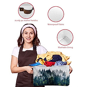 Green Forest Storage Basket for Shelves, Spring Summer Botanical Natural Scenery Storage Cube Fabric Storage Bins, Closet Organizers with Handles for Book, Toys, Cloth, 15"x11"x9.5", 1 Pack