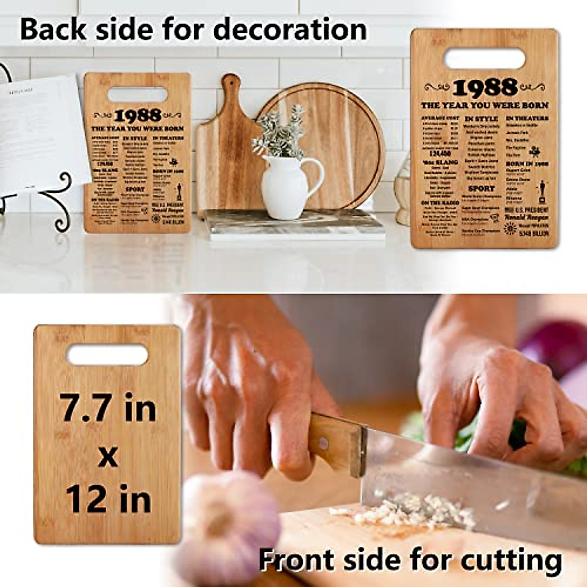 35th Birthday Gifts for Women Men, 35 Year Old Birthday Gifts, 1988 Poster, Back In 1988 Cutting Board, 35th Birthday Decorations