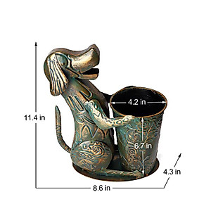 FANWNKI Metal Wine Bottle Holder Bronze Dog Sculpture Wine Rack Home Kitchen Tabletop Decor 11.4Inch