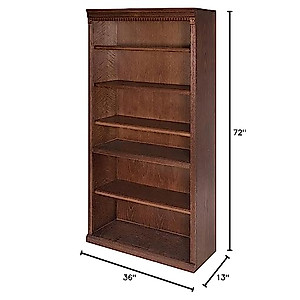 Martin Furniture Huntington Oxford 72" Wood Bookcase, Storage Cabinet, Office Shelves, Brown (HO3672/B)