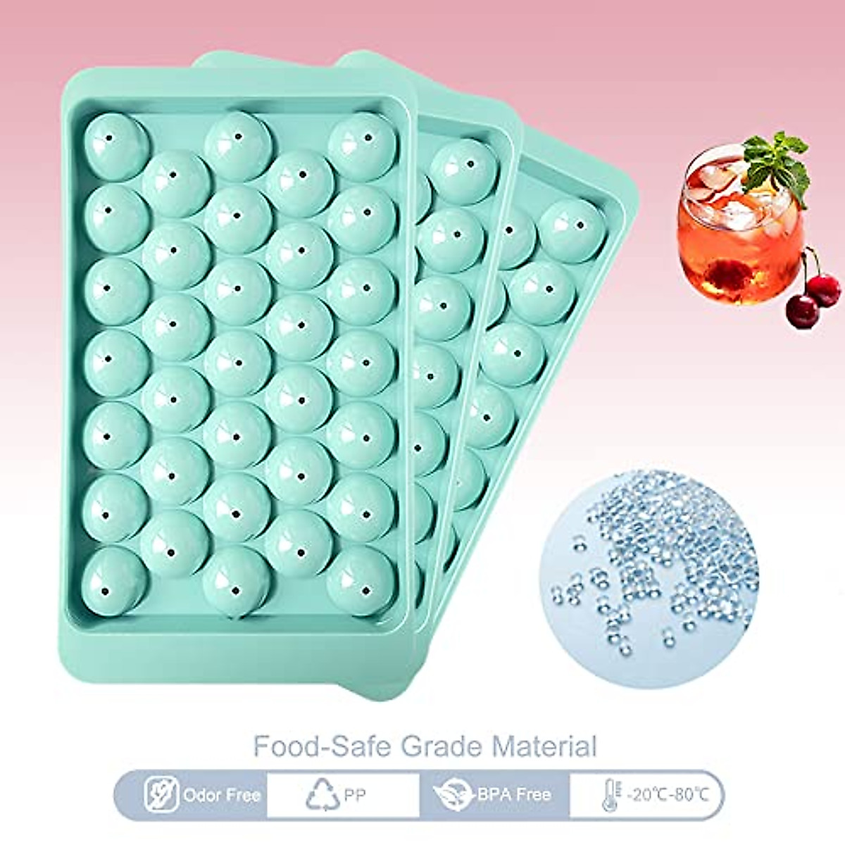 Small Circle Ice Cube Trays, Mini Ice Cube Trays for Freezer With Lid, 0.67in X 99PCS Easy Release Sphere Ice Molds, Making Mini Circle Ice Chilling Whiskey Cocktail Juice Coffee Pudding