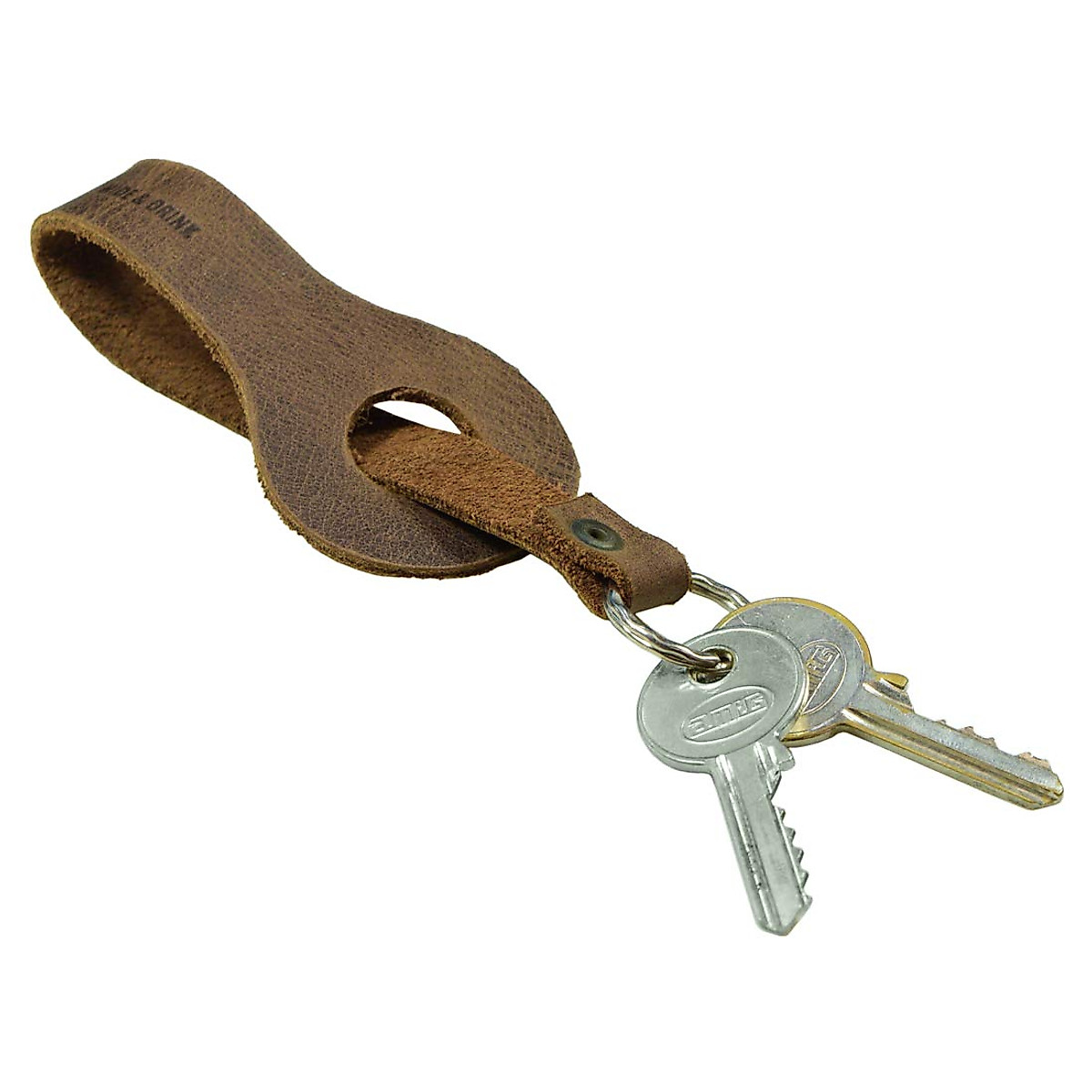 Hide & Drink, Leather Belt Key Holder, Hook for Bags, Keychain Organizer, Accessories, Handmade, Bourbon Brown