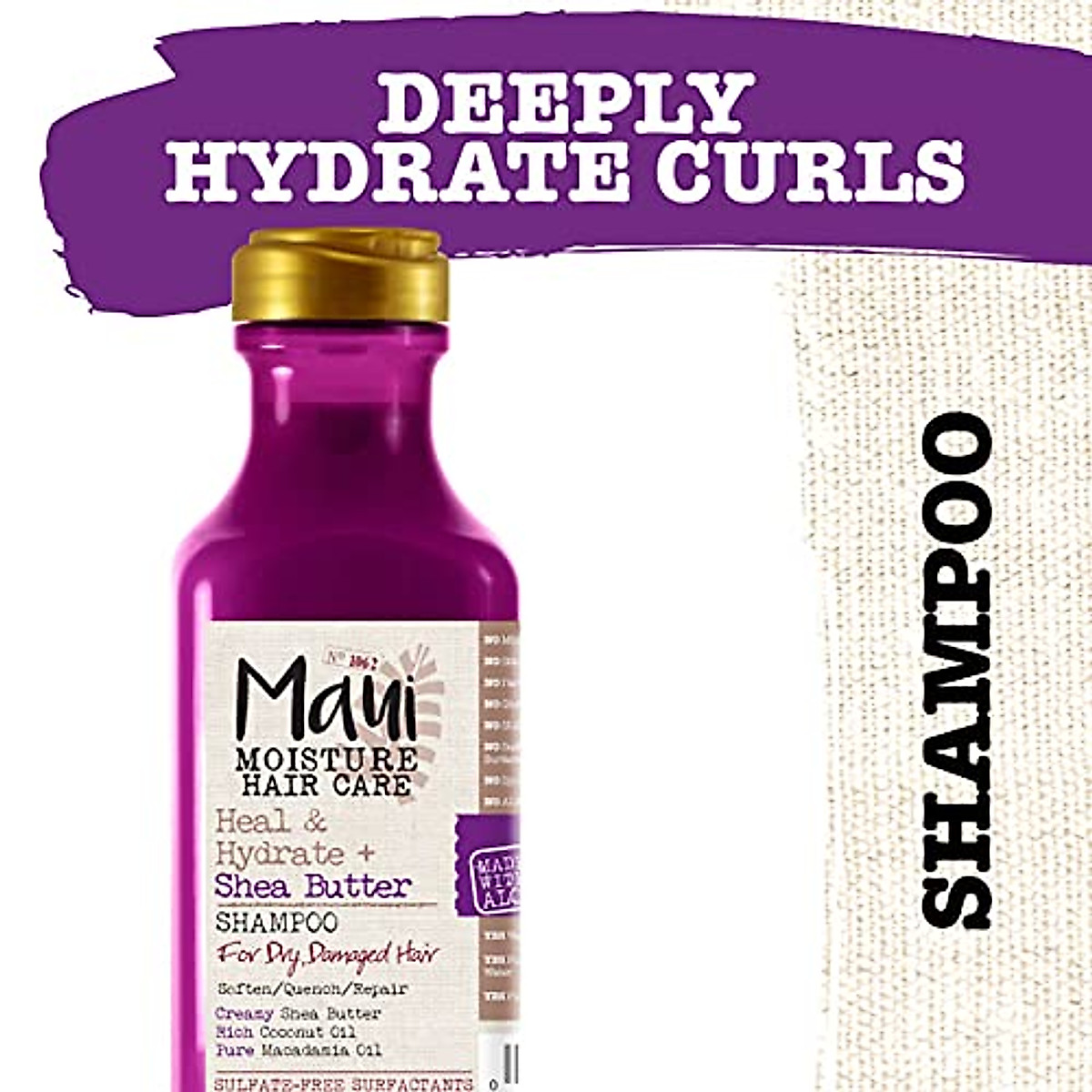 Maui Moisture Heal & Hydrate + Shea Butter Shampoo + Conditioner to Repair & Deeply Moisturize Tight Curly Hair with Coconut & Macademia Oils, Vegan, Silicone, Paraben & Sulfate-Free, 13 Fl Oz