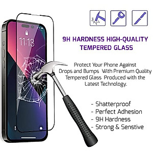 MASETECH iPhone 14 Pro Max Screen Protector Tempered Glass [Black Edge] Compatible with Apple Dynamic Island (2 Pack)
