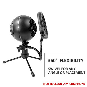 Snowball Mic Pop Filter - 4 Inch 3 Layers Windscreen with Flexible 360° Gooseneck Clip Compatible with Blue Snowball Microphone to Improve Sound Quality by YOUSHARES