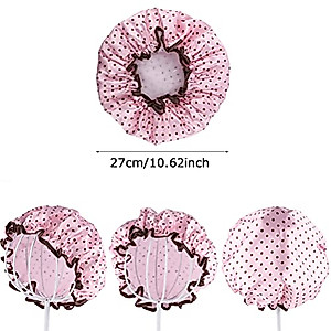 4 Pcs Reusable Shower Cap, Waterproof Shower Cap Elastic Double Layers Shower Hat Bath Caps Stocking Stuffers for Women Girls