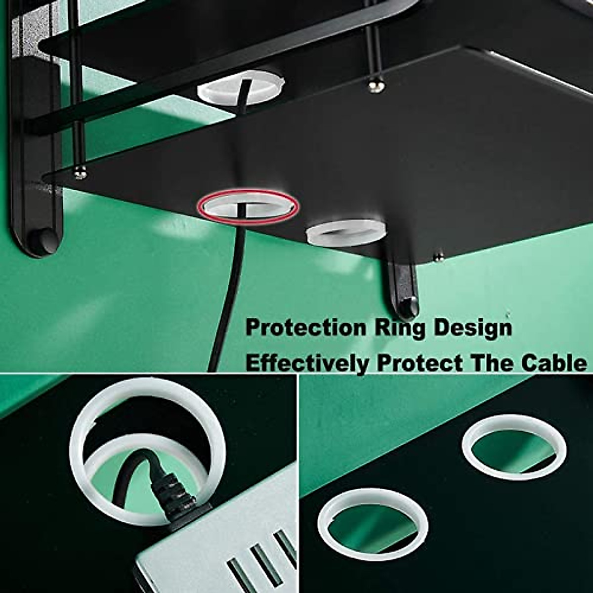 Haofy Wall Mount DVD Shelf, Double Layer Floating Wall Shelf TV Box Shelf Wall Mounted Router DVD Cable Box Shelf for Wall Decoration