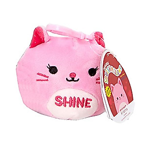 Squishmallows Official Kellytoy 3.5 Inch Clip On Bag Keychain Backpack Clips Squishy Soft Plush Toy Animal (Kristina Cat (Shine))