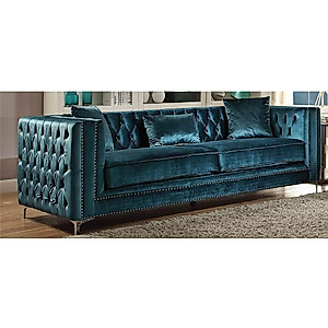 ACME Gillian Sofa w/3 Pillows - 52790 - Dark Teal Velvet