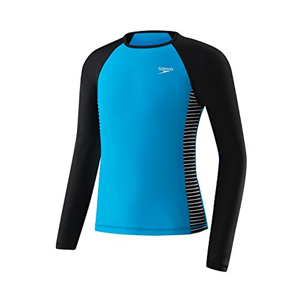 Speedo Girls' Raglan Long Sleeve Rashguard, Pop Blue, Medium