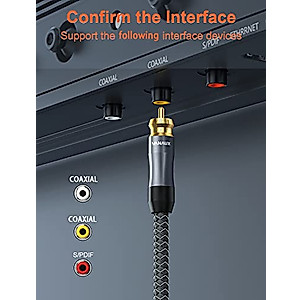 VANAUX Subwoofer Cable, 3.2ft Digital Coaxial Audio Cable, RCA to RCA Cables,Male to Male[20AWG,Gold-Plated,Braided Jacket] for Home Theater, HDTV, Amplifier Speaker Soundbar(1m/3.2ft)