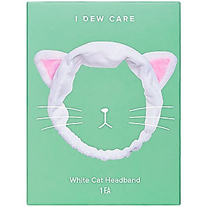 I DEW CARE Face Wash Headband - White Cat | Gift, Spa day, Soft, Cute for Makeup, Shower, Teen Girls Stuff, 1 Count