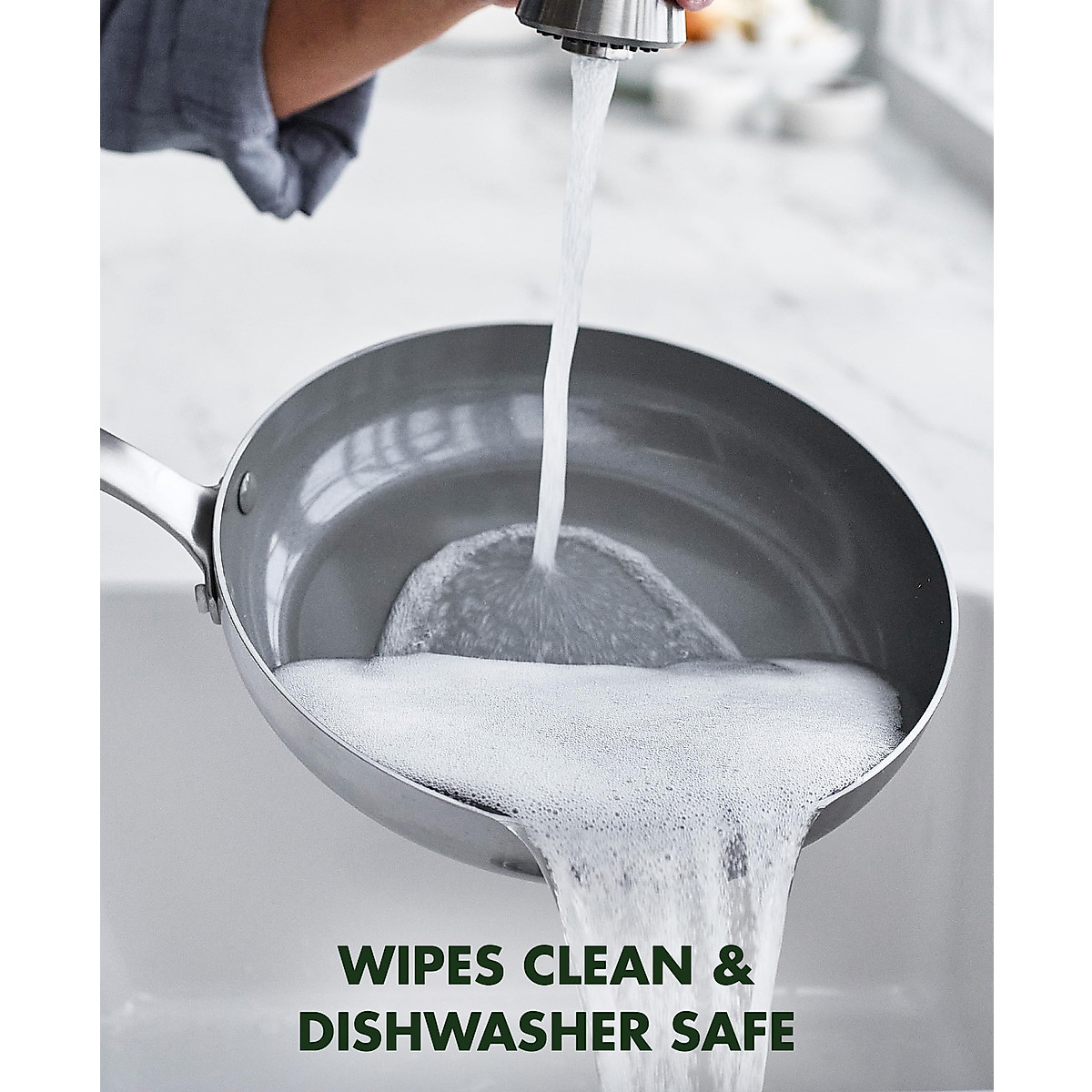 GreenPan Chatham Tri-Ply Stainless Steel Cookware Healthy Ceramic Nonstick 8" 10" and 12" 3 Piece Frying Pan Skillet Set, PFAS-Free, Multi Clad, Induction, Dishwasher Safe, Oven and Broiler Safe