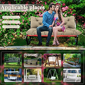 Swing Cushions 3 Seater Replacement Porch Swing Cushions Outdoor 60 inch Waterproof Bench Cushions Thicken 5" Khaki Cushions for Outdoor Swing With Ties Patio Swing Cushions for Outdoor Furniture