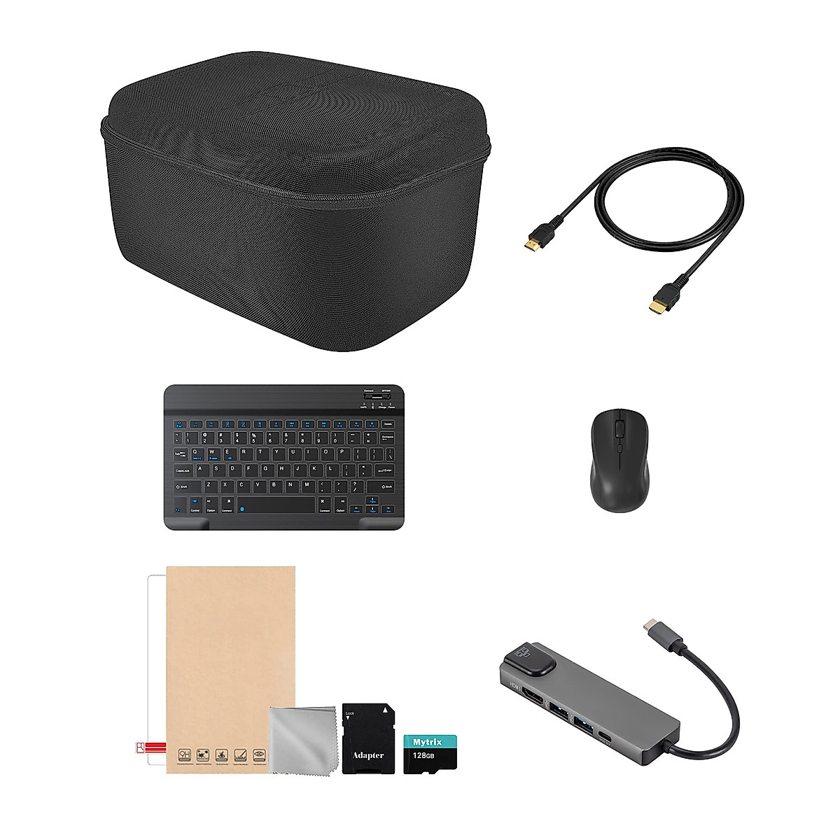 Mytrix Steam Deck Travel Accessories 8-IN-1 Complete Set Hard Carrying Storage All Protective Anti Shock Messenger Bag Soft Lining Fit Steam Deck Console, Charger & Accessories (slim keyboard)