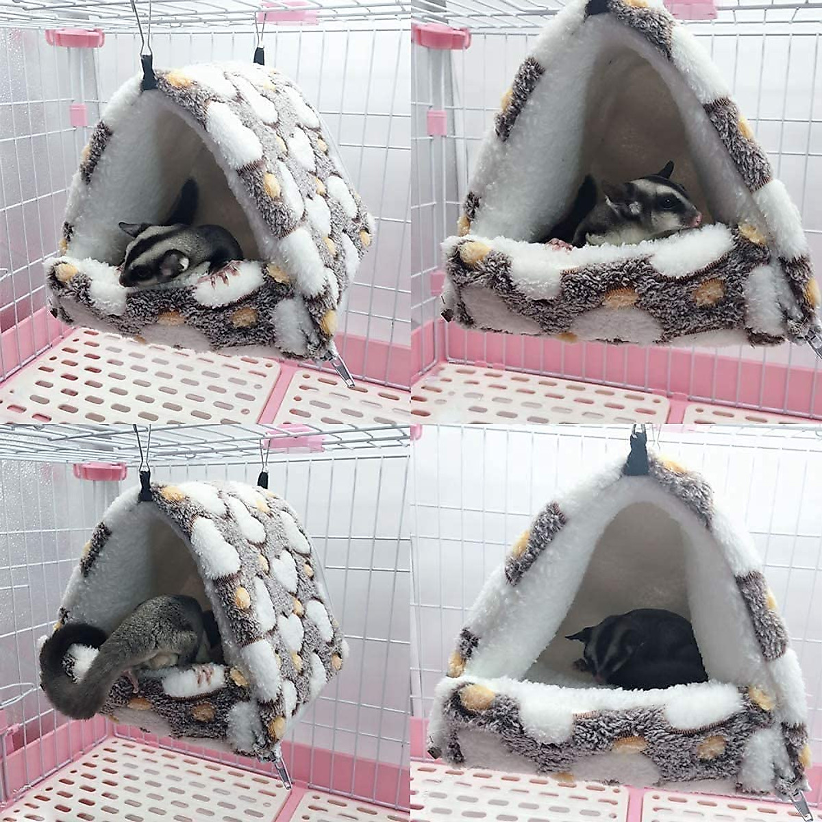 RONGXG Fluffy Warm Bird Nest House Winter Parrot Hanging Hammock Cage Tent Plush Hut Hideaway Cute Guinea Pig Hamster Cave Small Animal Sleeping Bed for Gerbil Parakeet Squirrel Hedgehog, Medium