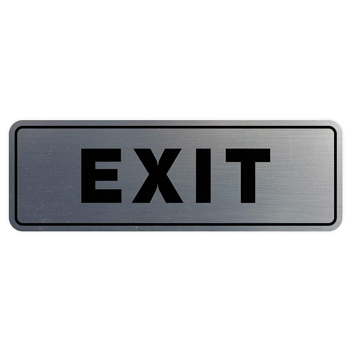 All Quality Standard Exit Wall or Door Sign | Durable Plastic and Easy Installation | Double-Sided Foam Adhesive Tape - Silver - Medium (1 Pack)