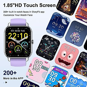 Smart Watch(Answer/Make Call), 1.85" Smartwatch for Men Women IP68 Waterproof, 100+ Sport Modes, Fitness Activity Tracker, Heart Rate Sleep Monitor, Pedometer, Smart Watches for Android iOS, Purple