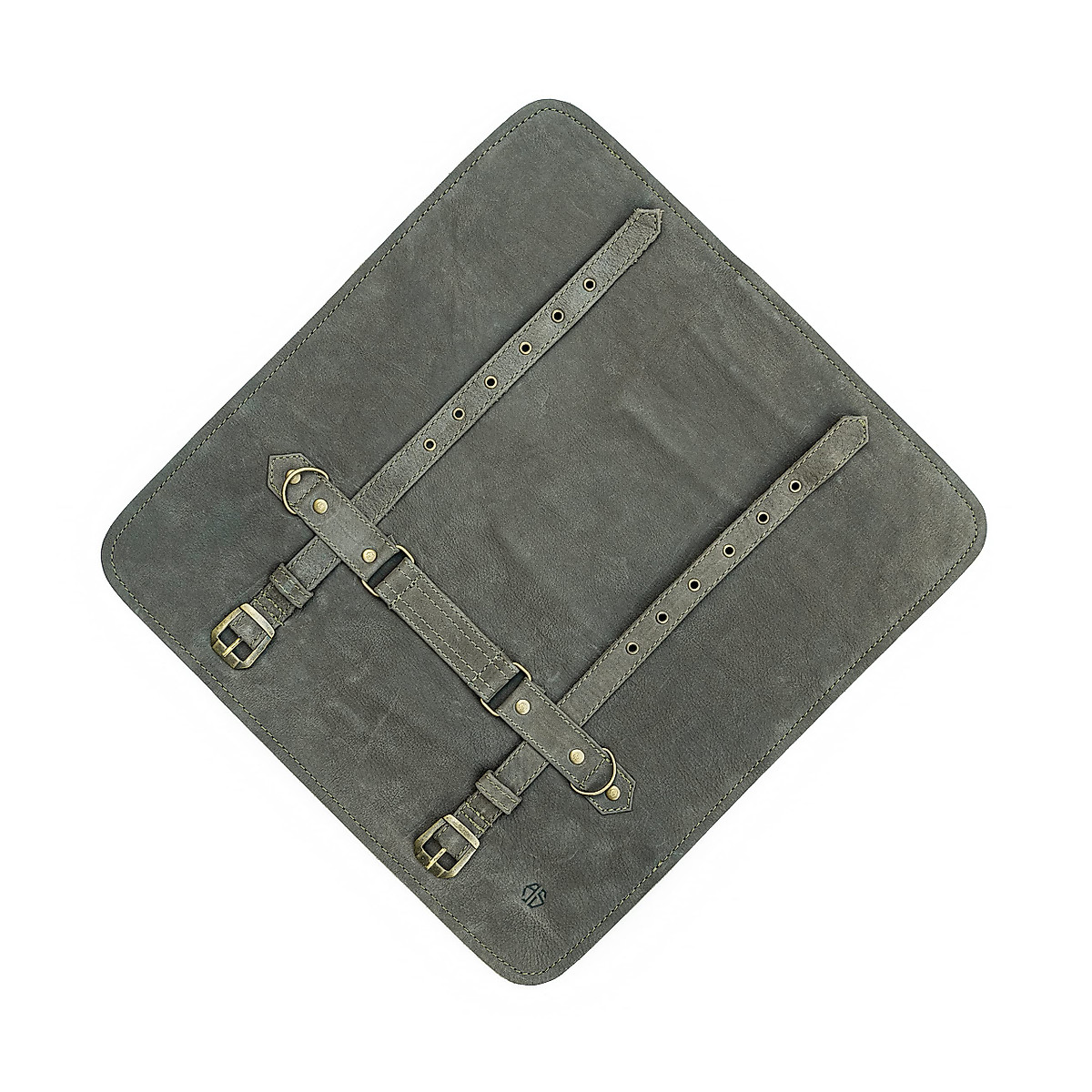 Angus Stoke Knife Roll Bag Genuine Leather – Knife case for Chefs 7 Slots – Leather Knife with Handle and Strap Frank (Olive-Green)