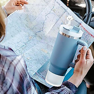 2 Pcs Silicone Sleeve Boot + 2 Pcs Straw Cover Cap for Stanley Tumbler 30-40oz, Anti-Slip Spill-Proof Bottom Boot Compatible with Stanley Tumbler Quencher Adventure Yeti Rambler Ozark Trail