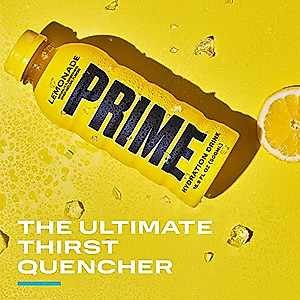 PRIME Hydration LEMONADE | Sports Drinks | Electrolyte Enhanced for Ultimate Hydration | 250mg BCAAs | B Vitamins | Antioxidants | 2g Of Sugar | 16.9 Fluid Ounce | 12 Pack