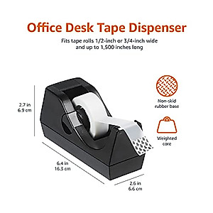 Amazon Basics Office Desk Tape Dispenser - 3-Pack