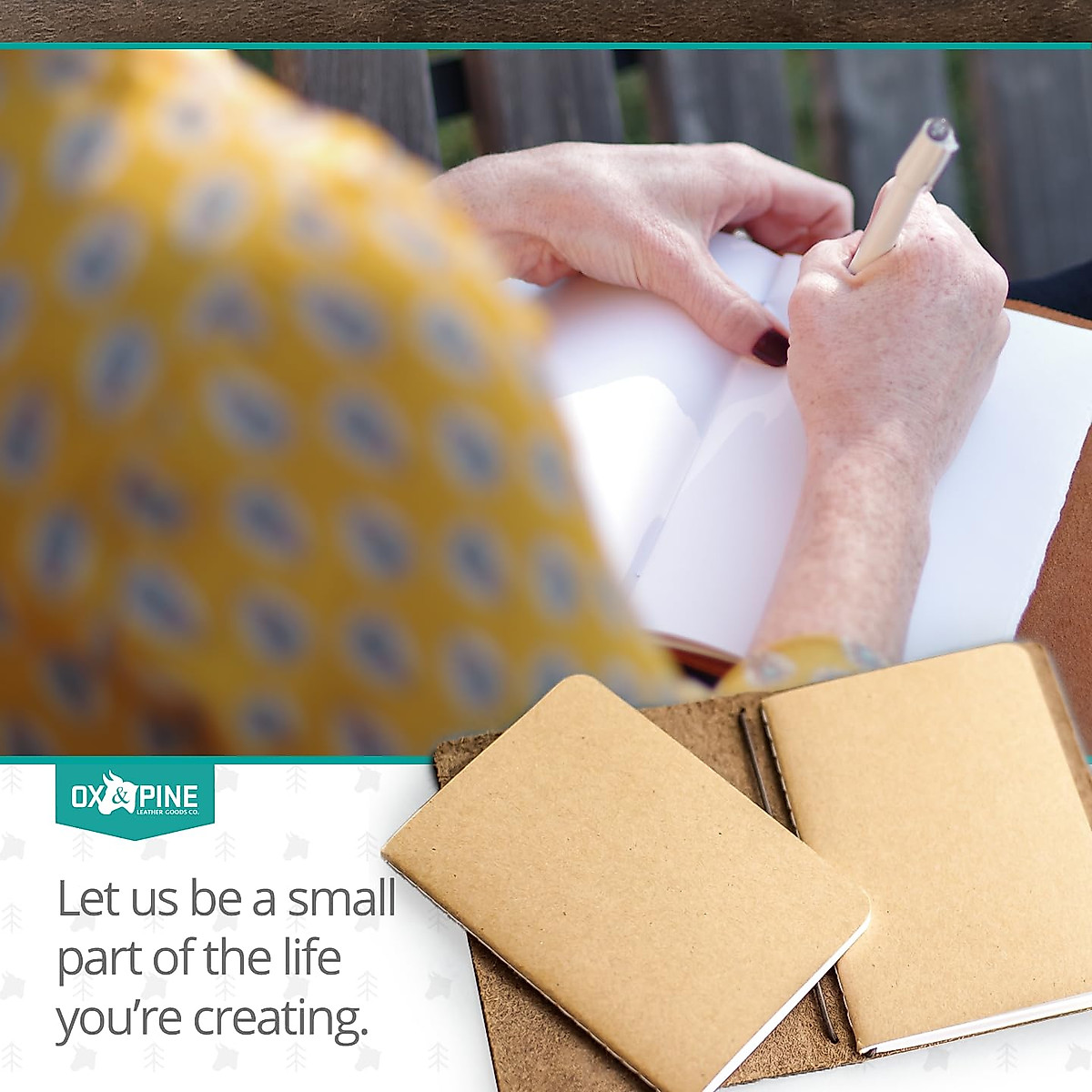 Ox & Pine Kraft Notebook Refills for Refillable Leather Journal (4 Pack) 4"x6", 5"x7", or 6"x8" (4x6, Graph Paper)