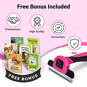 MIU COLOR Pet Grooming Brush, Deshedding Tool for Dogs & Cats, Effectively Reduces Shedding by up to 95% for Short Medium and Long Pet Hair, Hot Pink