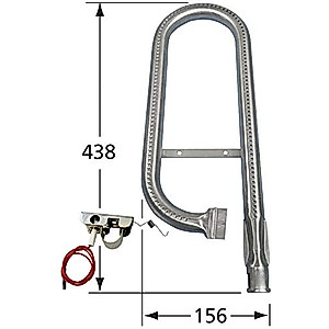Stainless Steel Pipe Burner (Left) with Electrode for Ducane Grills