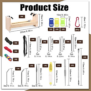 Wokape 21Pcs Paracord Bracelet Jig Kit with Knotters Tool Set, Stainless Steel Lacing Needles Smoothing Tool Knotter with Spike, Paracord Stitching Set for Paracord Leather Weaving DIY Craft