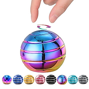 Kryfa Kinetic Desk Toys, Fidget Toys Kids Adults, Adults Office Desk Toys, Metal Kinetic Fidget Spinners for Kids Party Favors, Stocking Stuffers for Kids (1.54", Rainbow)