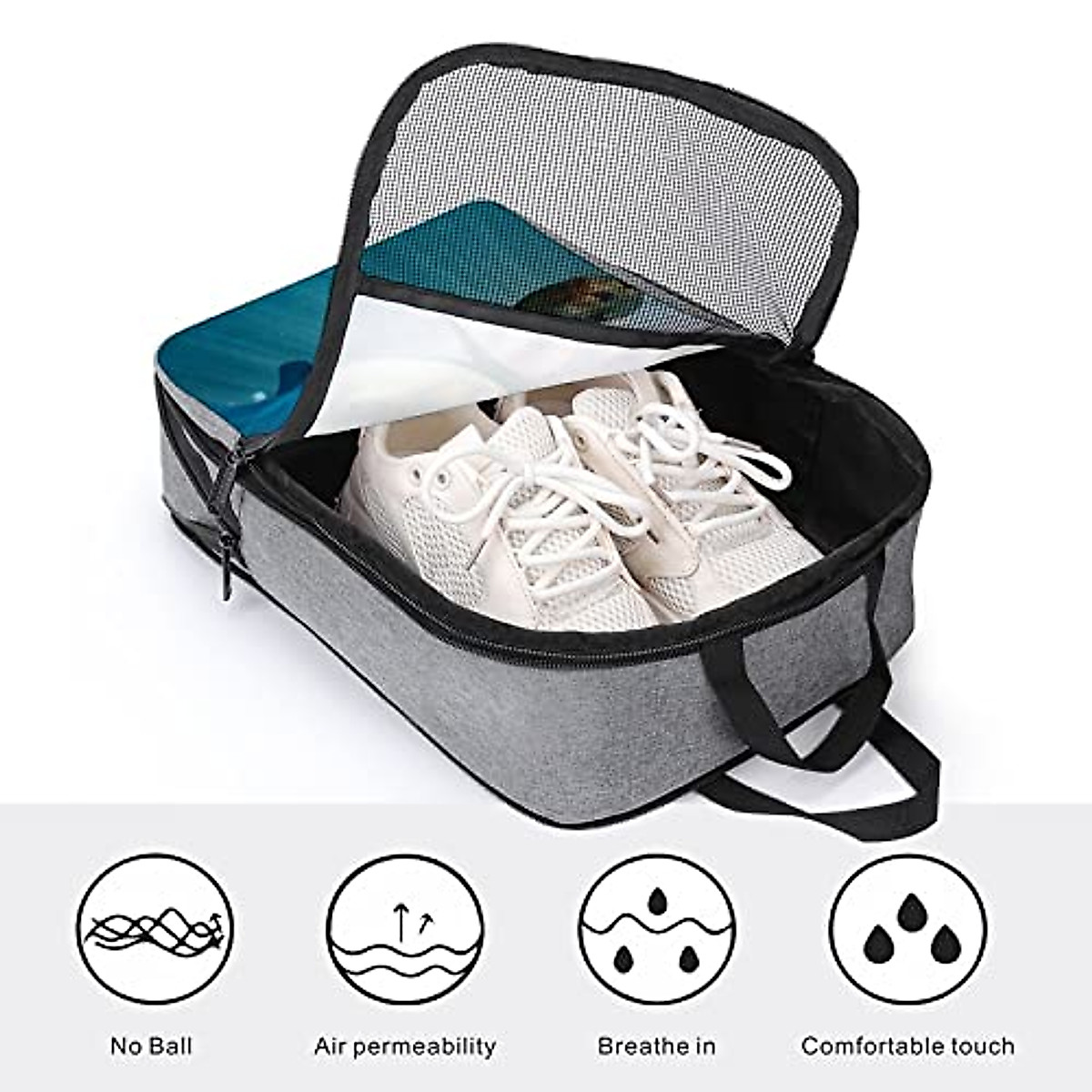 Frcavbin Travel Shoe Bag Shoes Carrier with Handle and Zipper Foldable Shoe Puches Organizer for Home storage School starts (Dolphin And Sea Lion)