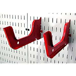 Wall Control Heavy Duty Pegboard Hook Slotted Hook Pair - Slotted Metal Pegboard Heavy-Duty Hooks Pegboard and Slotted Tool Board – Red