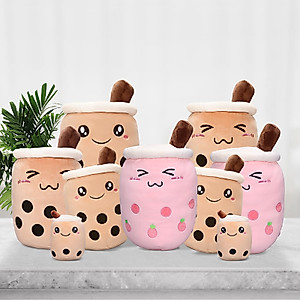 PLYFOU 11.8 Inch Bubble Tea Plush, Kawaii Plushies Bubble, Jumbo Bubble Milk Tea Toy, Bubble Tea Pillow, Bubble Tea Stuffed for Girls Brown, Idea for Girls