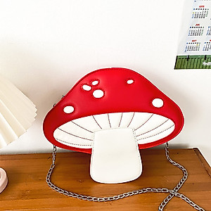 Thenopev Mushroom Shoulder Purses PU Leather Lovely Crossbody Bag for Girl Women Casual Purse Casual Summer Beach Handbag