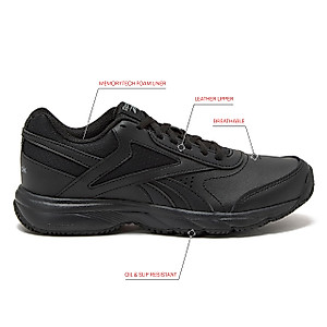 Reebok Men's Work N Cushion 4.0 Walking Shoe, Black/Cold Grey, 11 M US Men