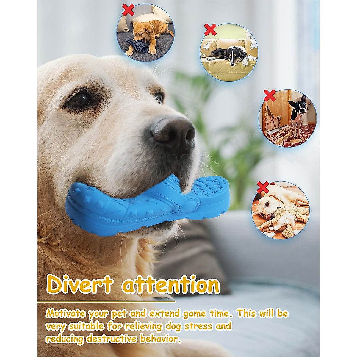 Yiran Dog Chew Toys Interactive Dog Toys- Durable Squeaky Tough Dog Toy for Teeth Cleaning,Milk Flavored Latex Dog Toys for Small/Medium Breeds,Boredom Chase Training and Sport