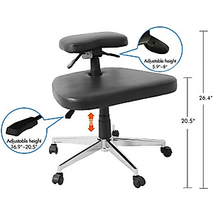 Meditation Chair for Adults Height Adjustable Tilt Angle, Ergonomic Kneeling Chair with Wheels, Criss Cross Legged Chair for Office and Home(Black)