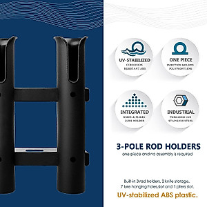 YETI & RTIC Cooler Fishing Rod Holder - 3 Link Fishing Rod Rack for Boat, Kayak Fishing Accessories with Tie-Down Slot