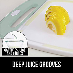 Gorilla Grip Reversible, Oversized, Thick Cutting Board, Easy Grip Handle, Deep Juice Grooves, Slip Resistant, Large Kitchen Chopping Boards for Meat, Veggies, Fruits, Dishwasher Safe, 16x11.2, Mint