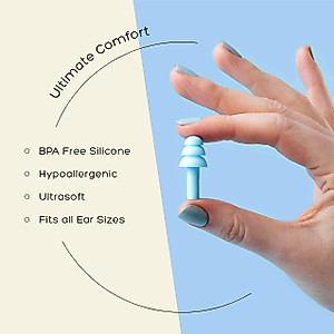 ANBOW Soft Ear Plugs for Sleeping Noise Cancelling. Ear Plugs for Swimming, Concerts, Travel, Work, Snoring & Concentration. Reusable Silicone Earplugs with Adjustable Size. 3 Pairs + Travel Pouch